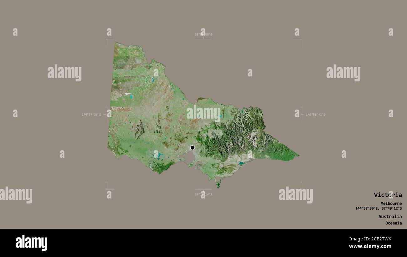 Area of Victoria, state of Australia, isolated on a solid background in ...