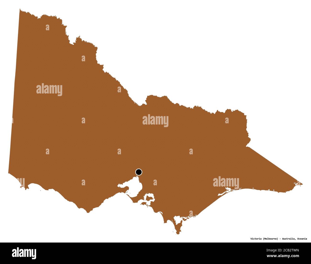 Shape of Victoria, state of Australia, with its capital isolated on ...