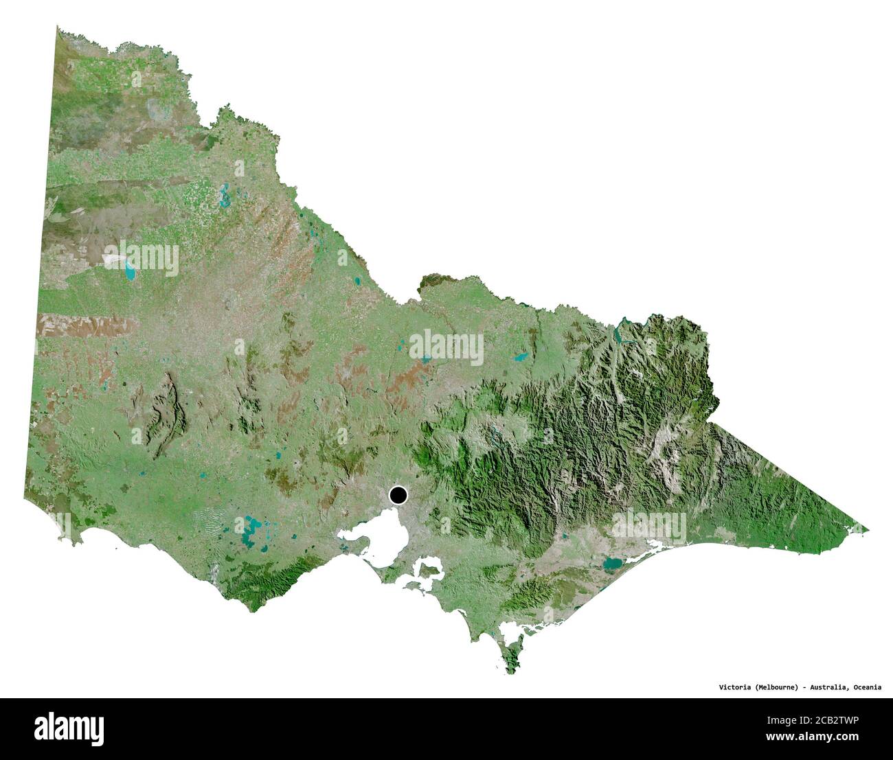 Shape of Victoria, state of Australia, with its capital isolated on ...