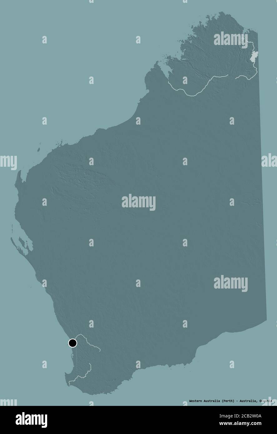 Shape of Western Australia, state of Australia, with its capital ...