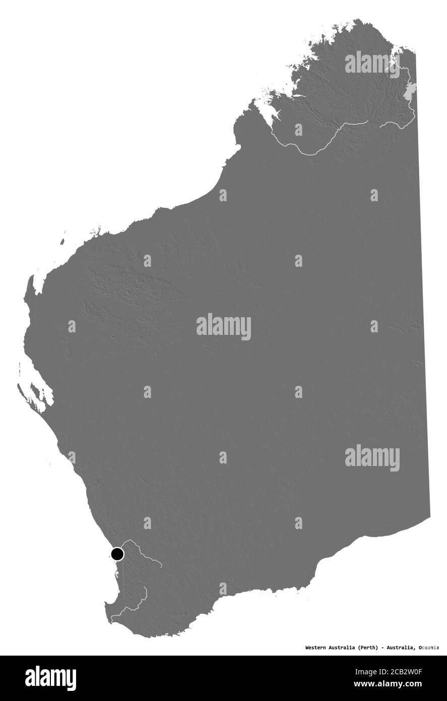 Shape of Western Australia, state of Australia, with its capital ...