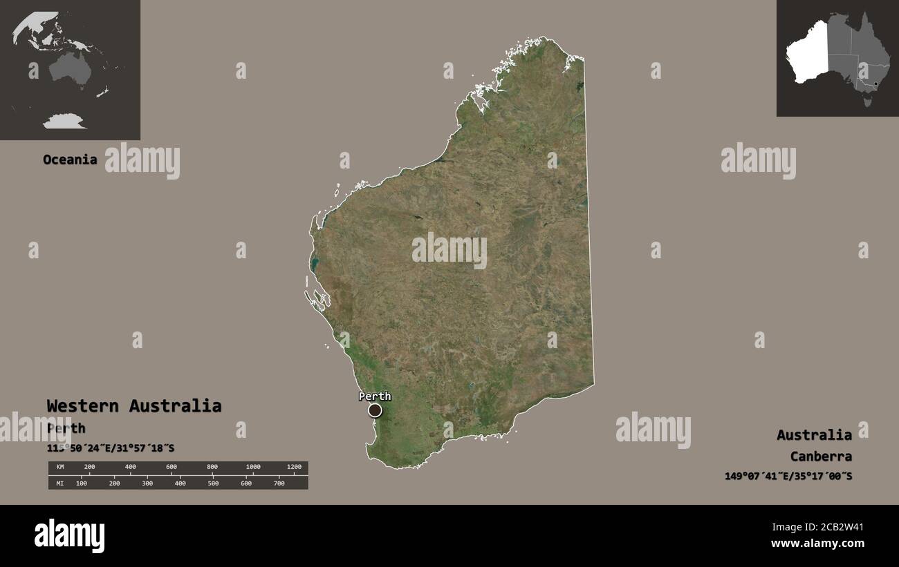 Shape of Western Australia, state of Australia, and its capital ...