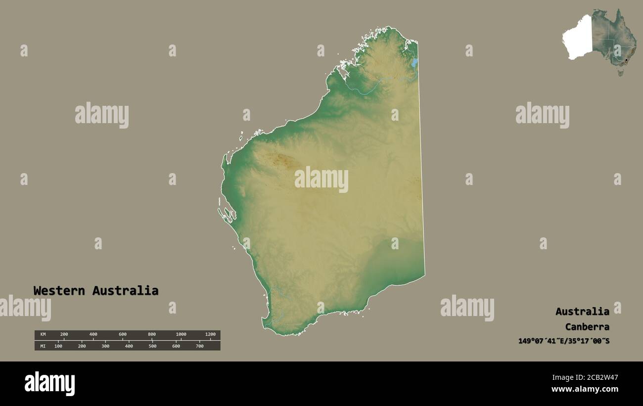 Shape of Western Australia, state of Australia, with its capital ...