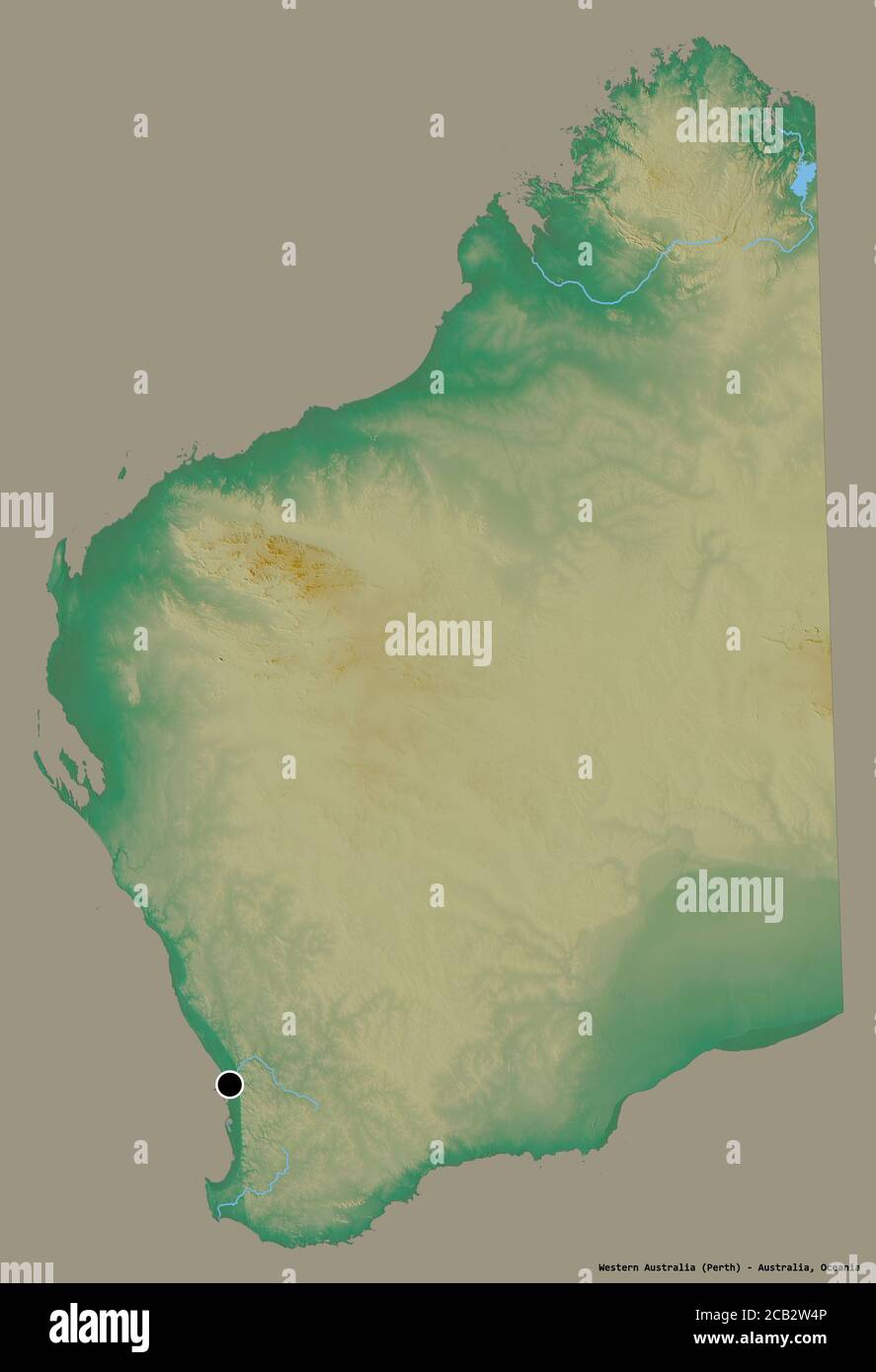 Shape of Western Australia, state of Australia, with its capital ...