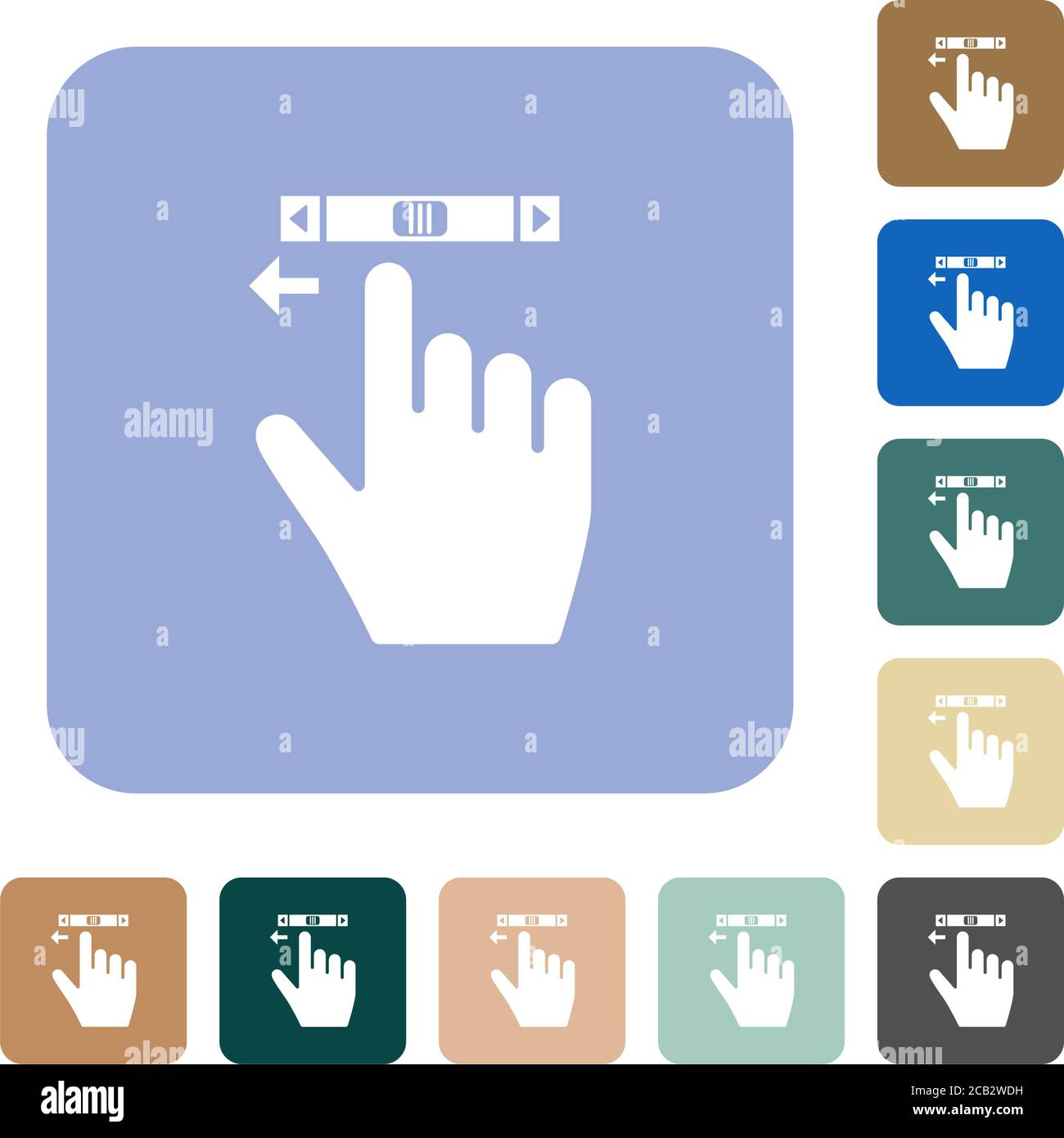 right handed scroll left gesture white flat icons on color rounded ...