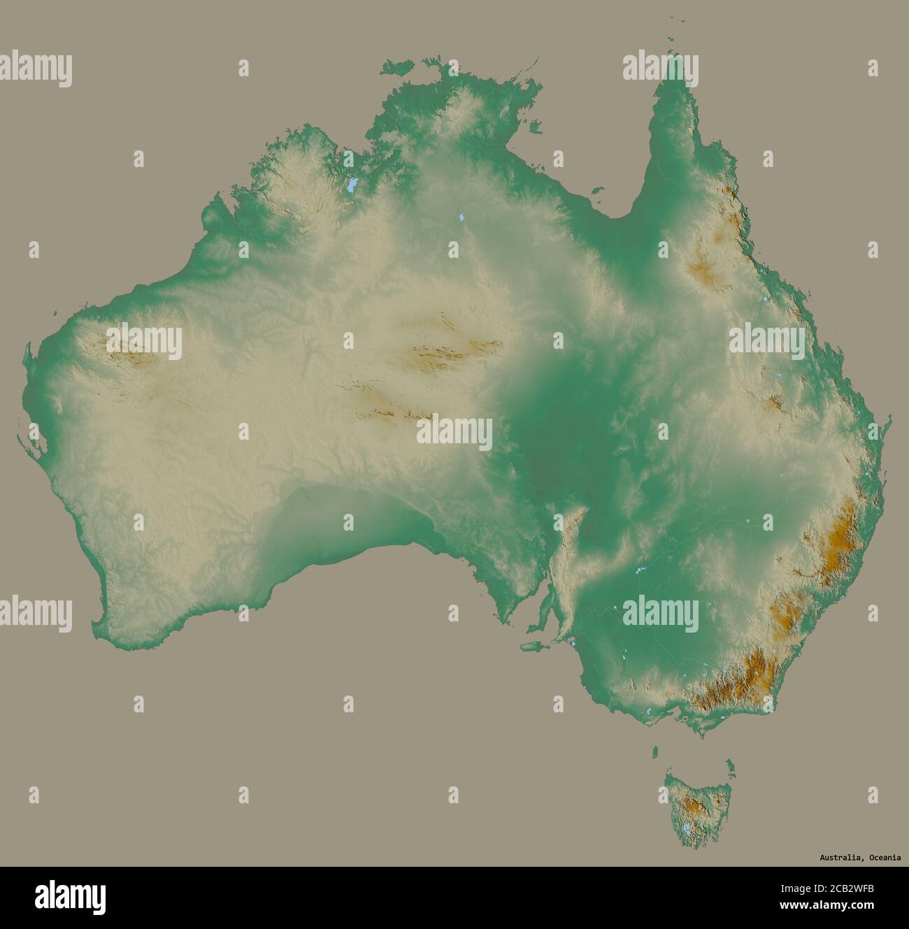 Shape of Australia with its capital isolated on a solid color ...