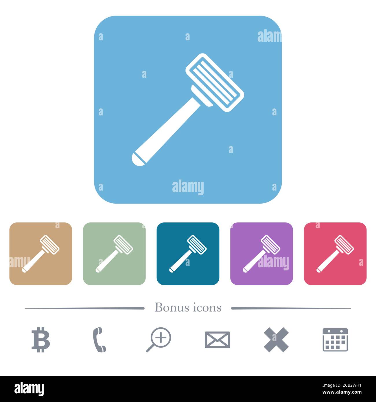Razor white flat icons on color rounded square backgrounds. 6 bonus ...