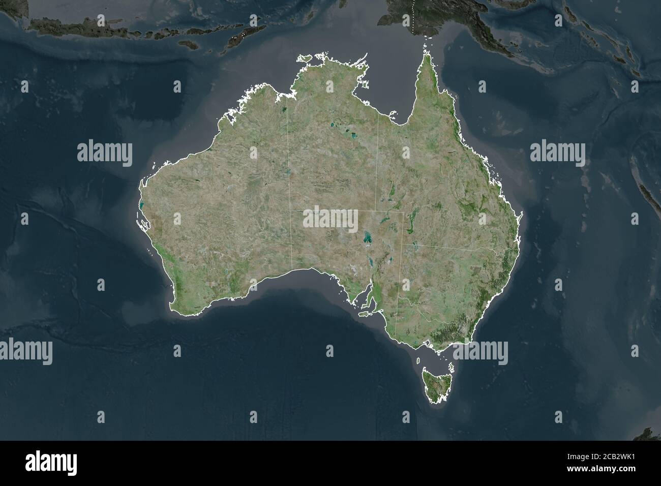 Shape of Australia separated by the desaturation of neighboring areas ...