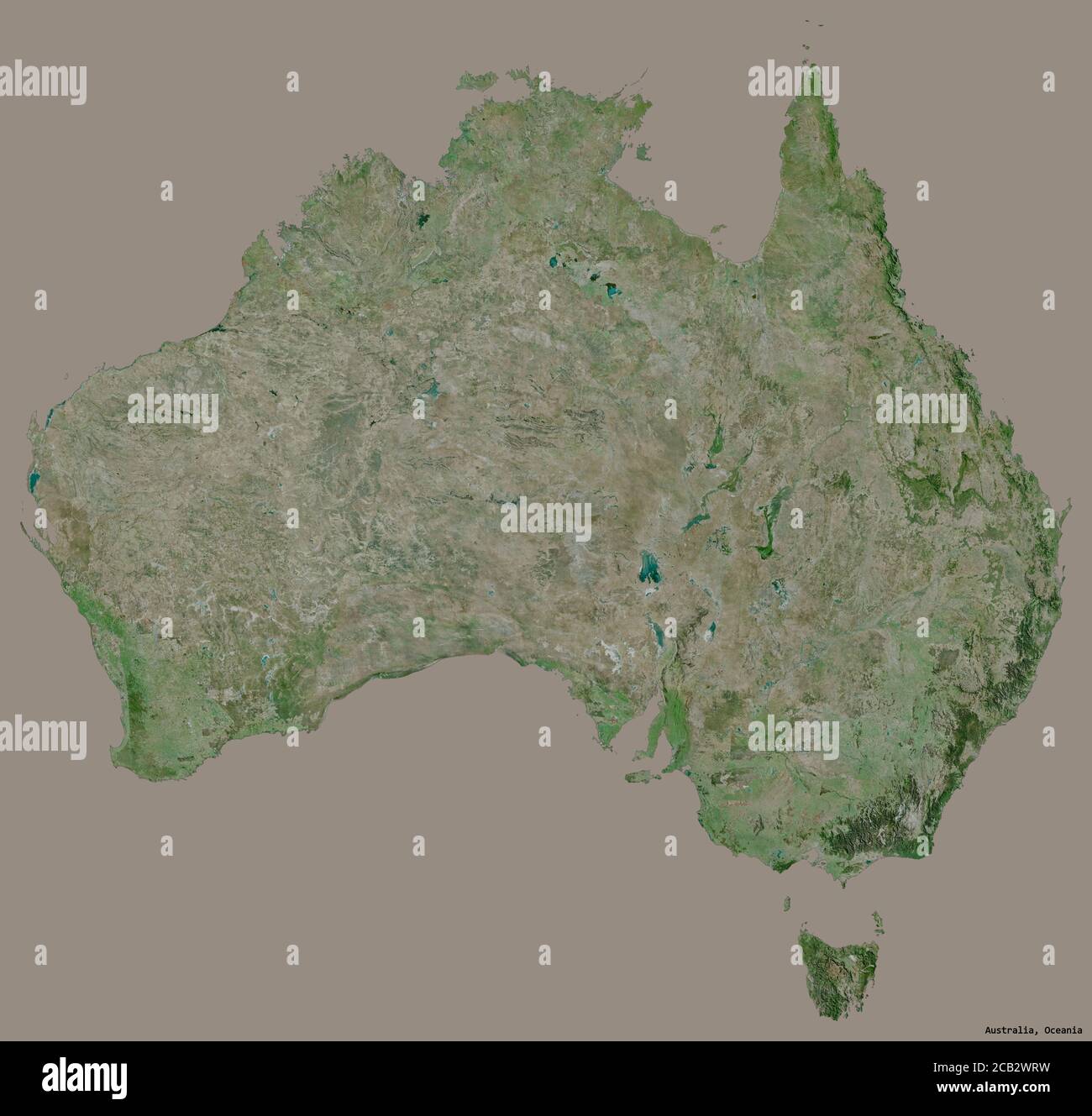 Shape of Australia with its capital isolated on a solid color ...