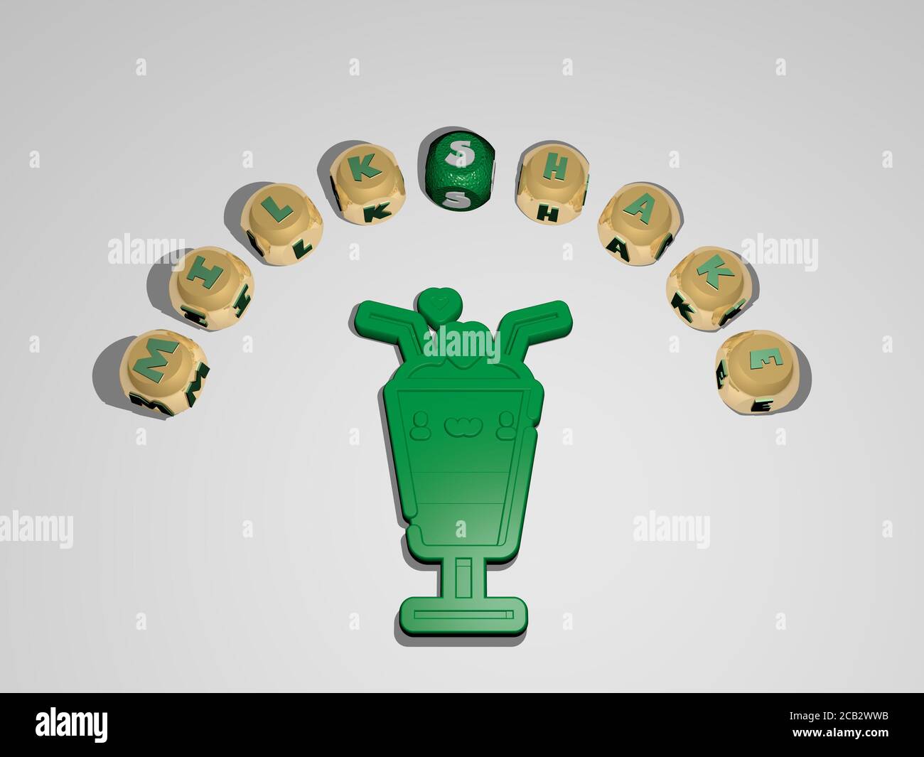 MILKSHAKE 3D icon surrounded by the text of cubic letters. 3D ...