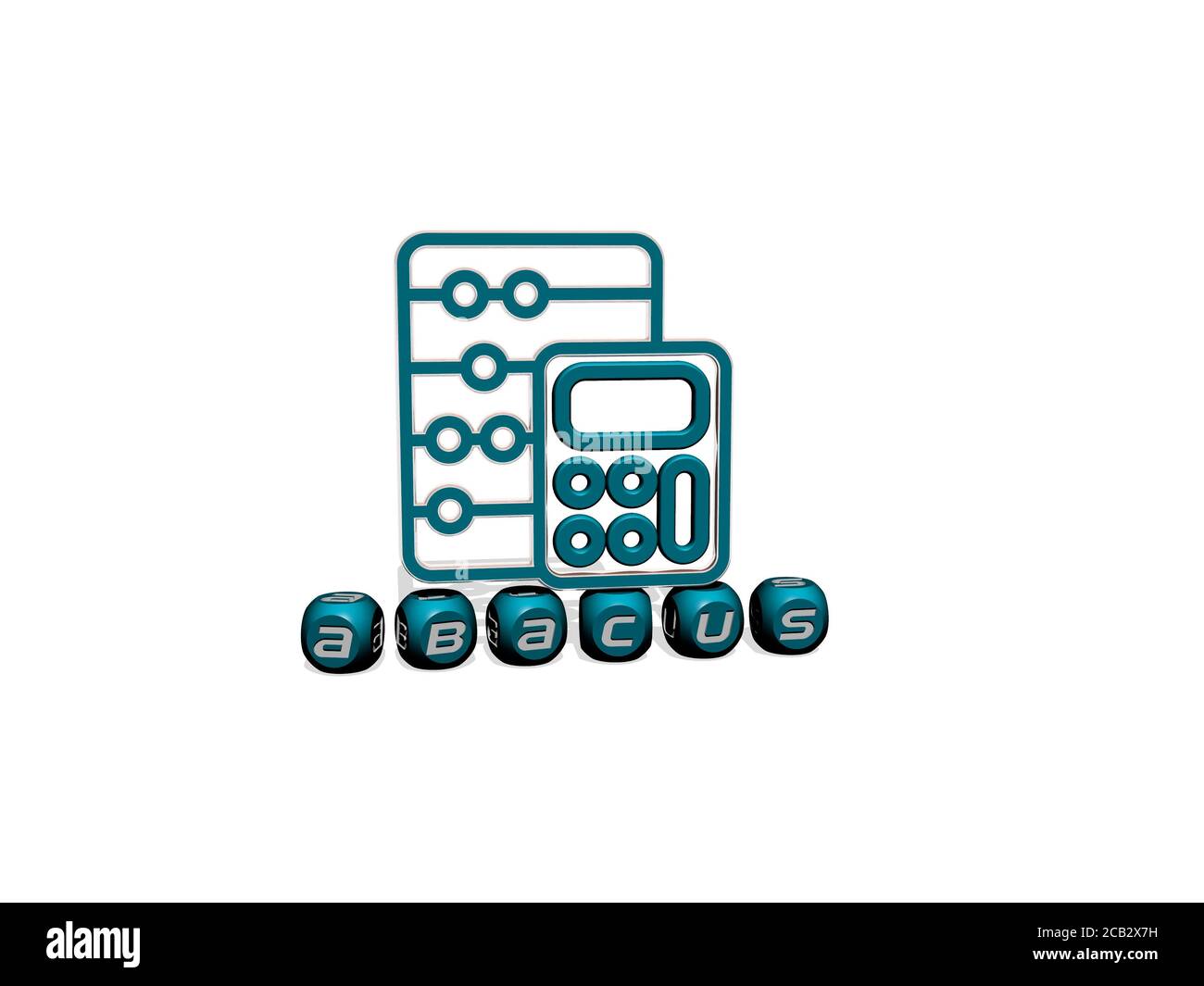 ABACUS cubic letters with 3D icon on the top. 3D illustration ...