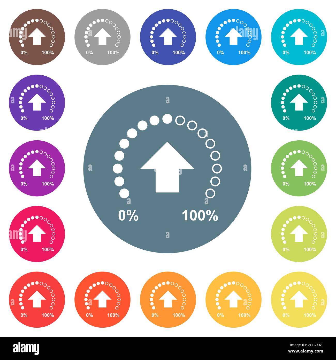 Download in progress flat white icons on round color backgrounds. 17 ...