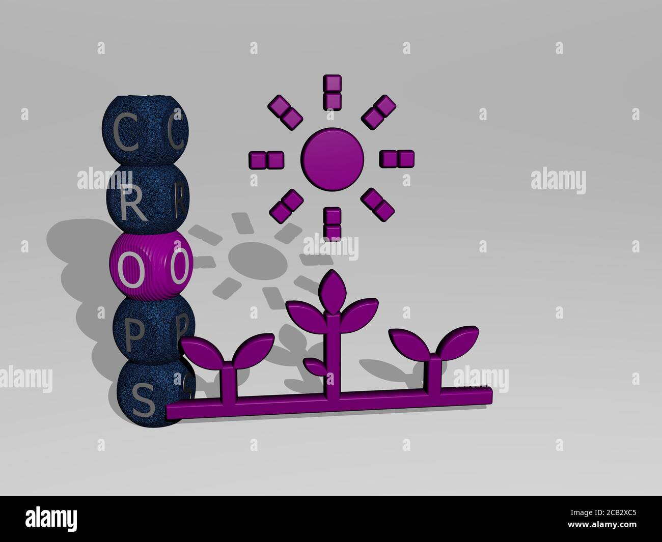CROPS 3D icon and dice letter text. 3D illustration. agriculture and ...