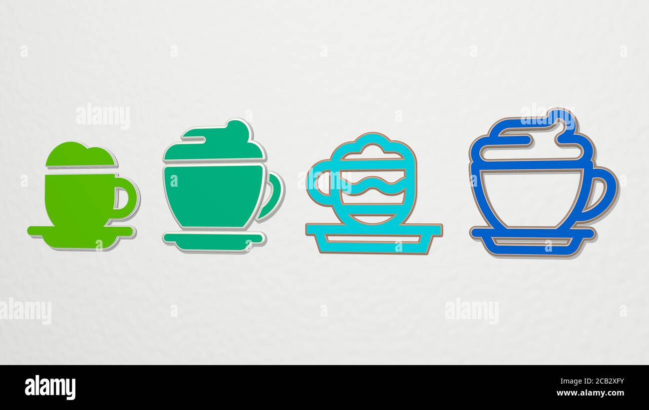MOCHA 4 icons set. 3D illustration. coffee and background Stock Photo ...
