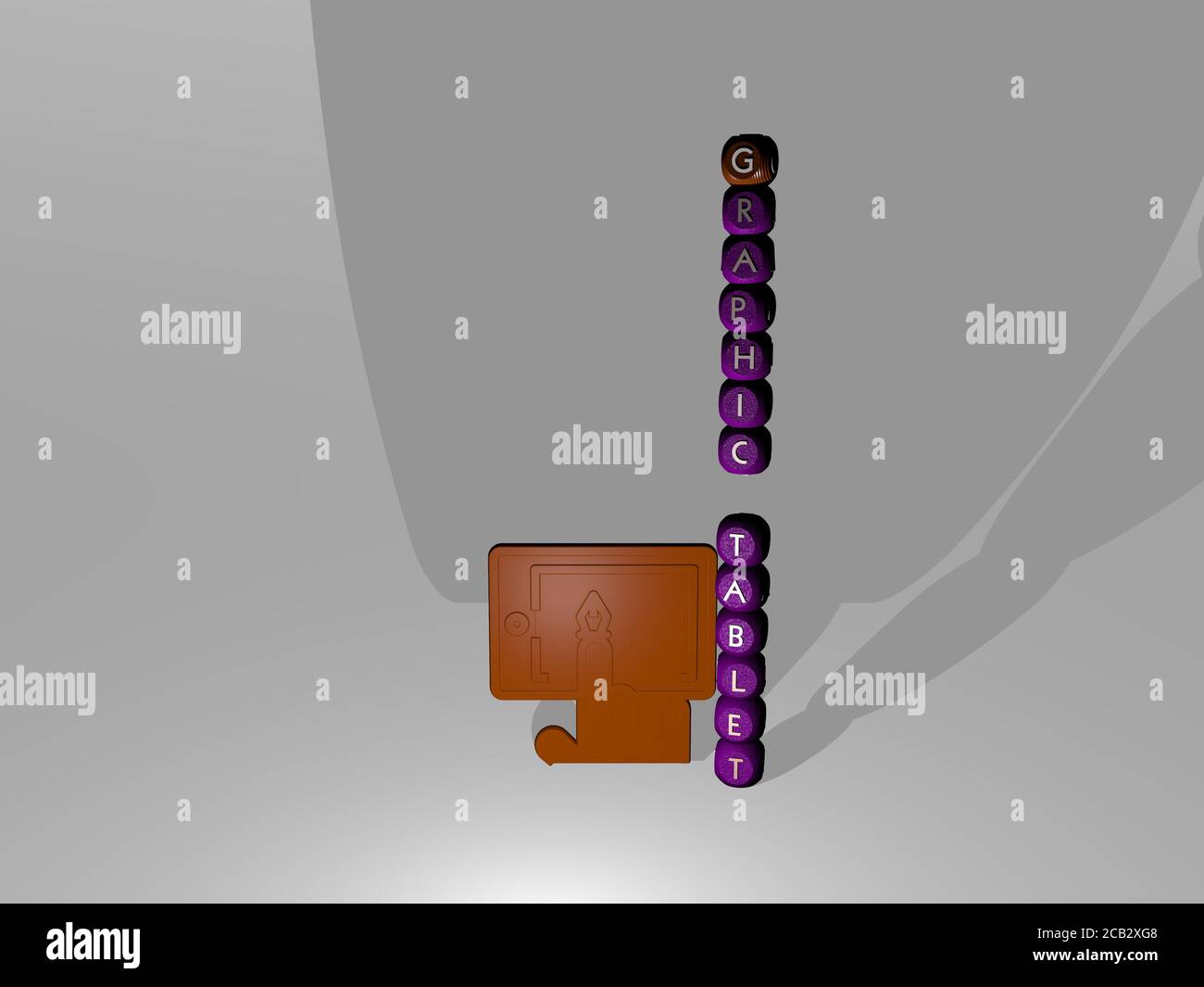 GRAPHIC TABLET text beside the 3D icon. 3D illustration. background and ...