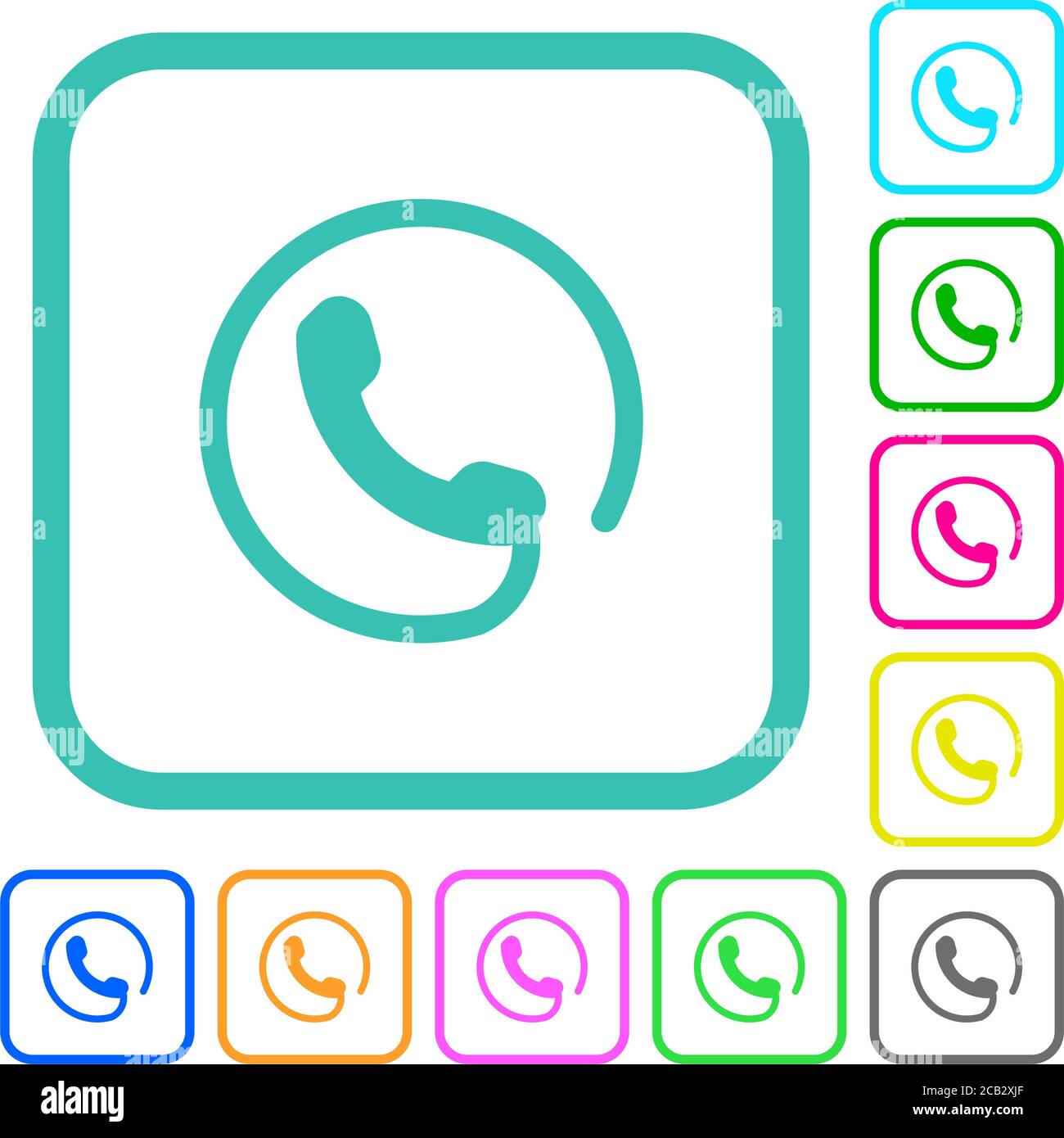 Hotline vivid colored flat icons in curved borders on white background ...