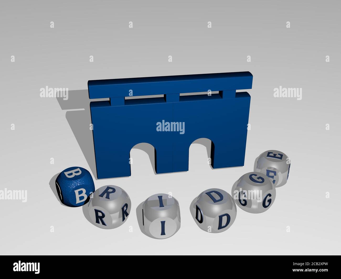 bridge round text of cubic letters around 3D icon. 3D illustration ...