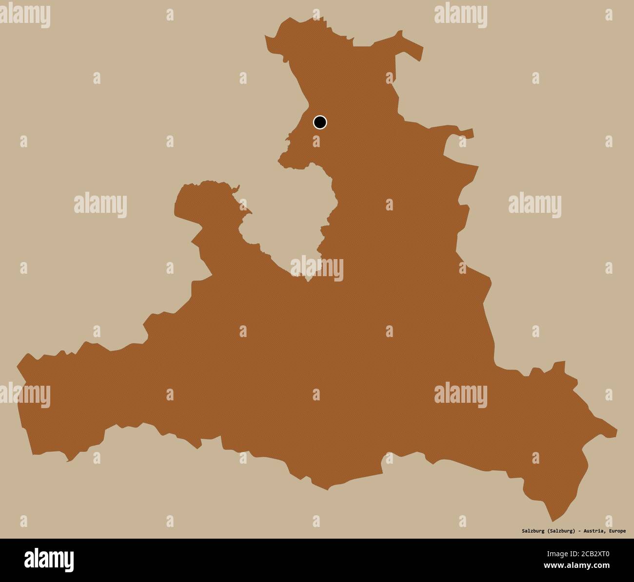 Shape of Salzburg, state of Austria, with its capital isolated on a ...