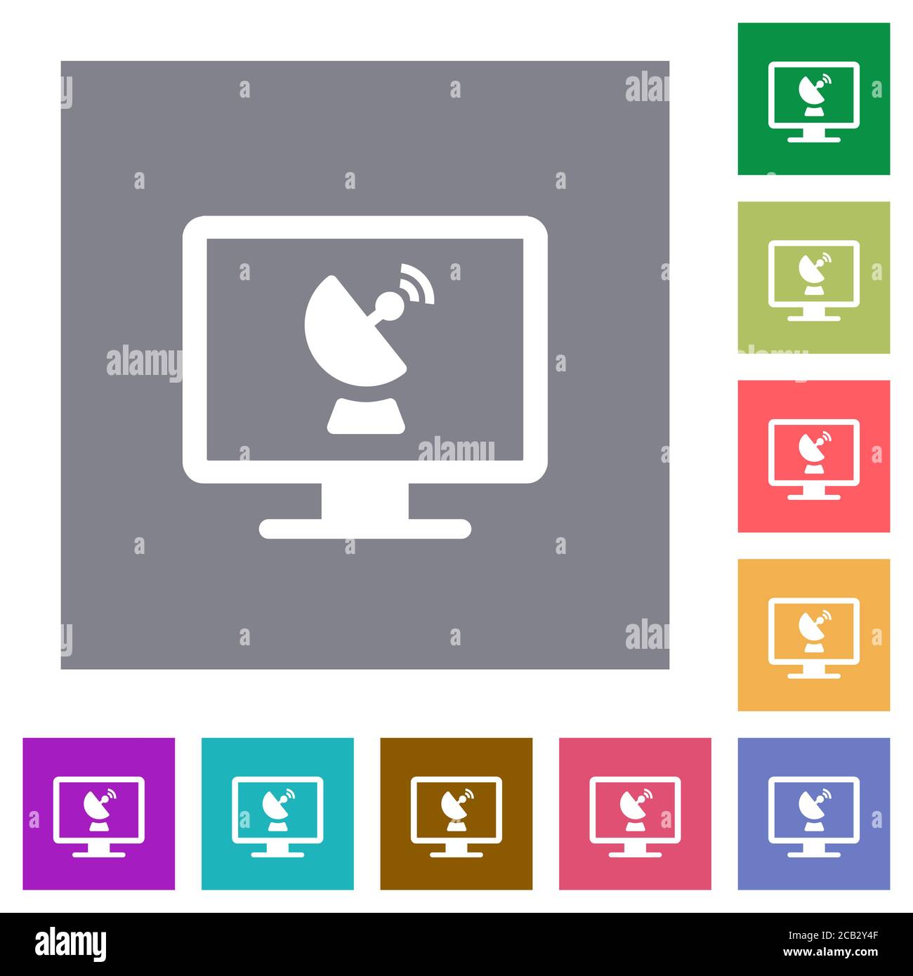 Remote desktop flat icons on simple color square backgrounds Stock ...