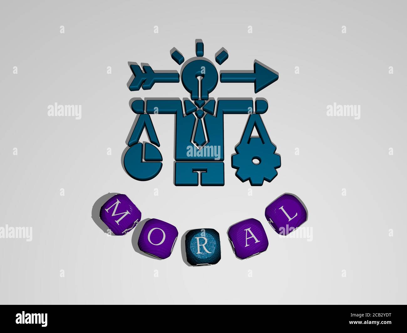moral text around the 3D icon. 3D illustration. concept and ethics ...