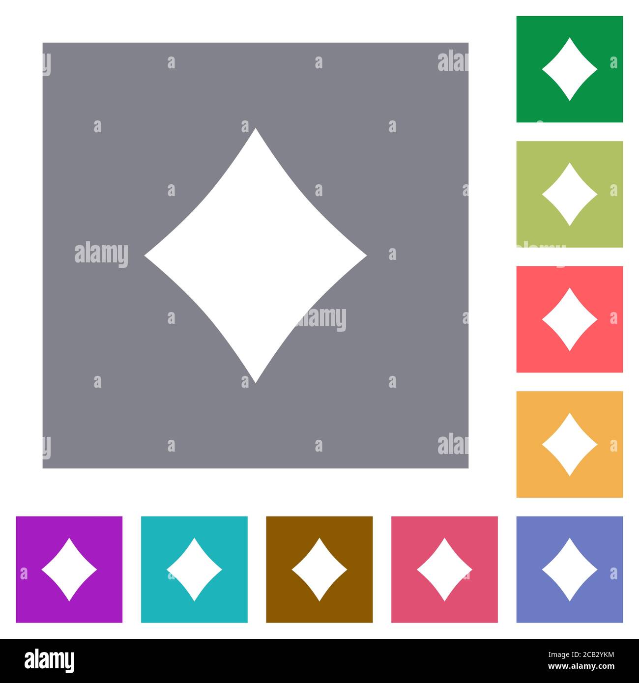 Diamond card symbol flat icons on simple color square backgrounds Stock ...
