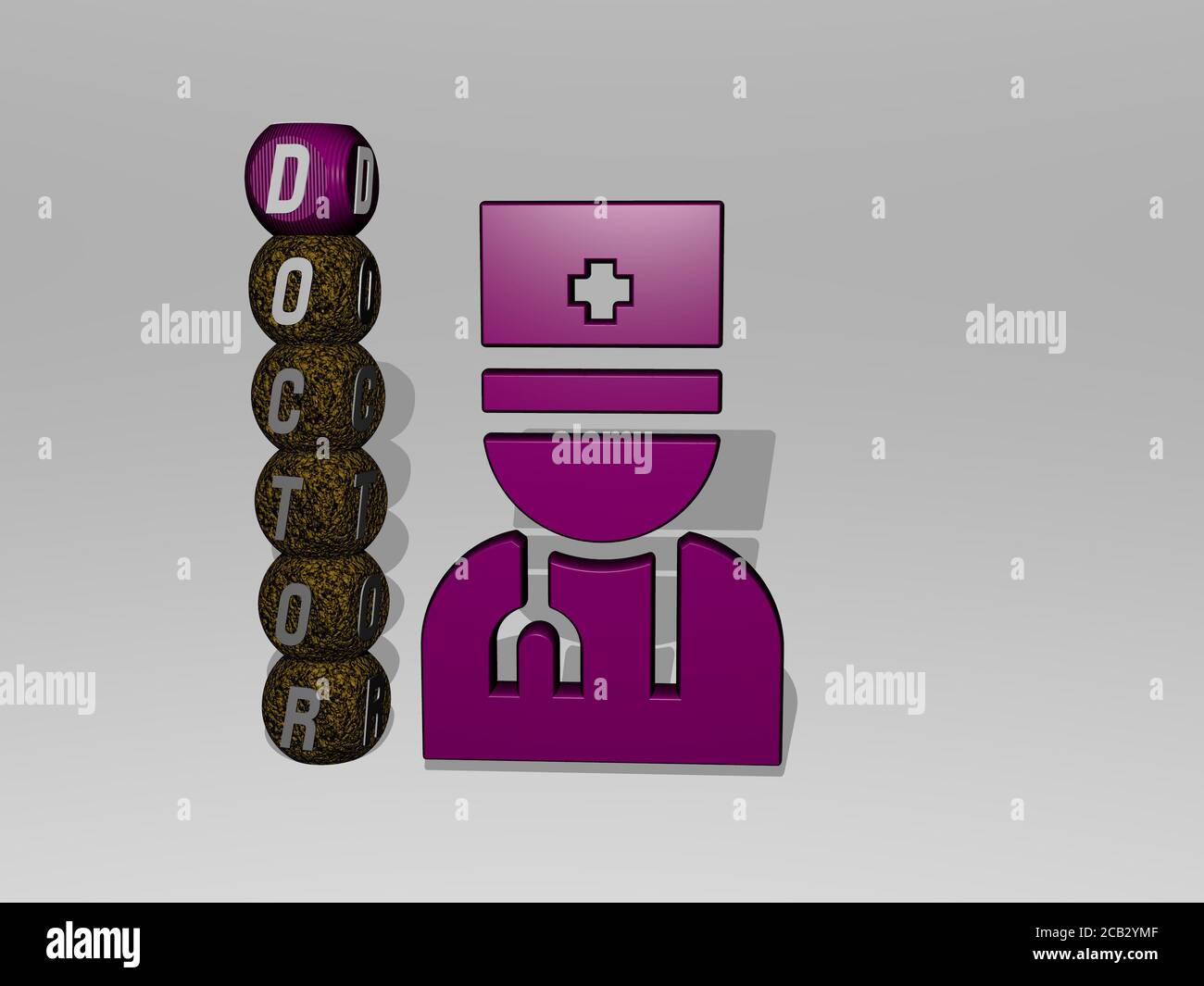 DOCTOR 3D icon and dice letter text. 3D illustration. care and clinic ...