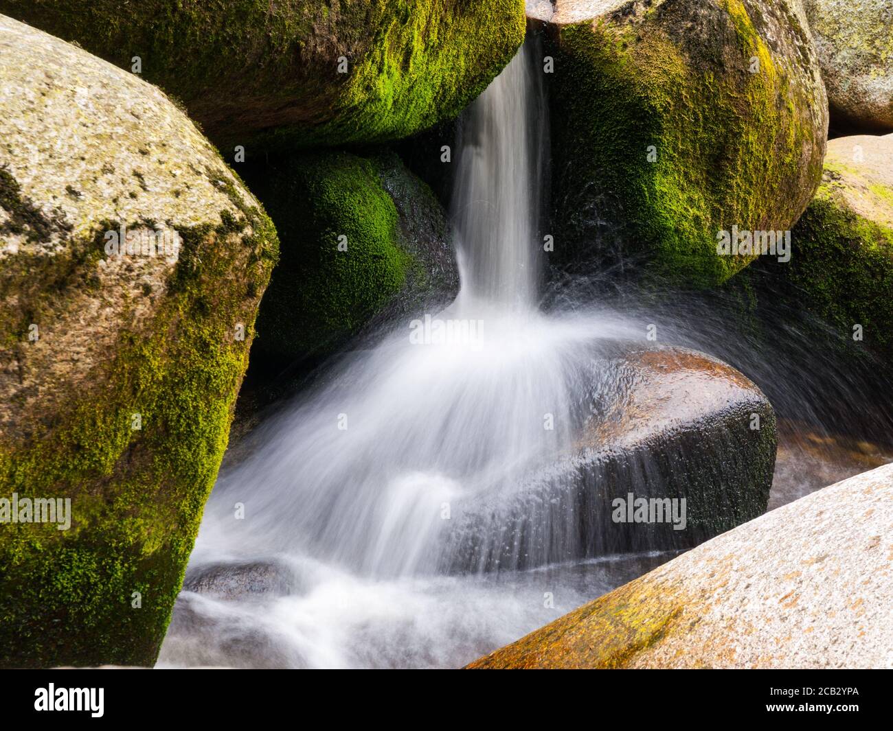 Blurred river stream detail of wild rocky mountain river. Silky effect ...