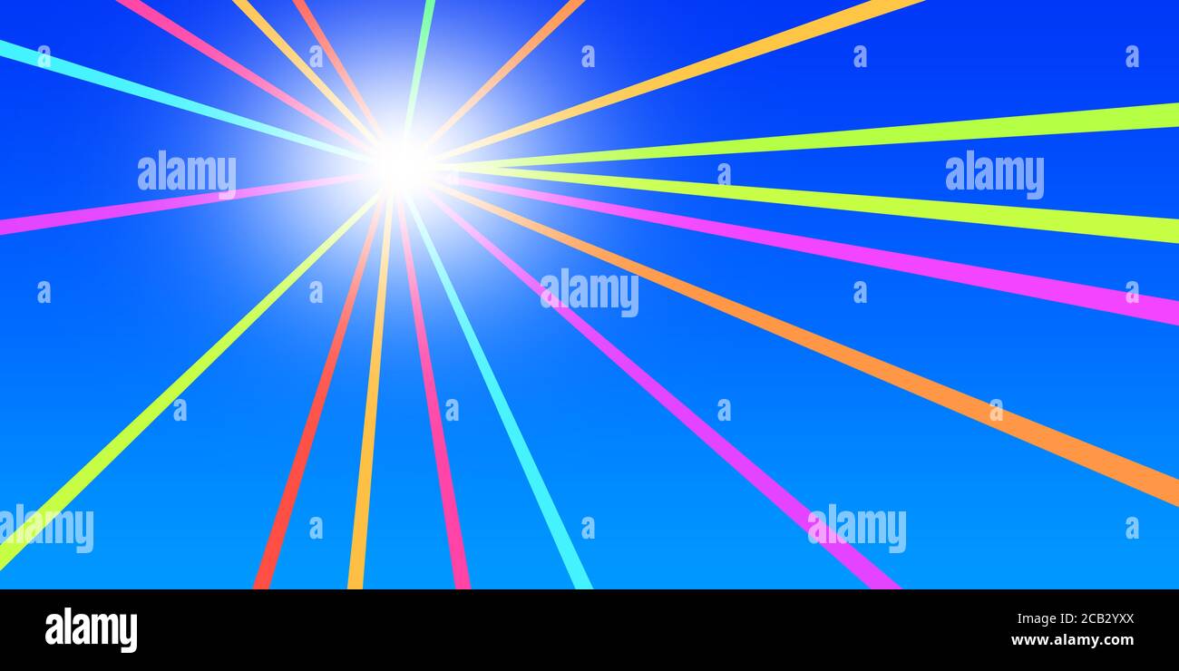 realistic sky abstract blue illustration colorful light rays shining ...