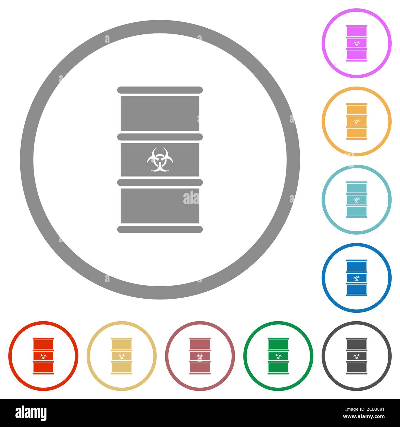 Biohazard waste flat color icons in round outlines on white background ...