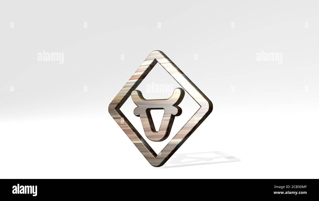 ROAD SIGN CATTLE 3D icon standing on the floor. 3D illustration ...