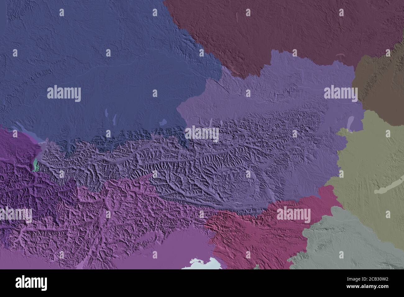 Extended area of Austria. Colored elevation map. 3D rendering Stock ...