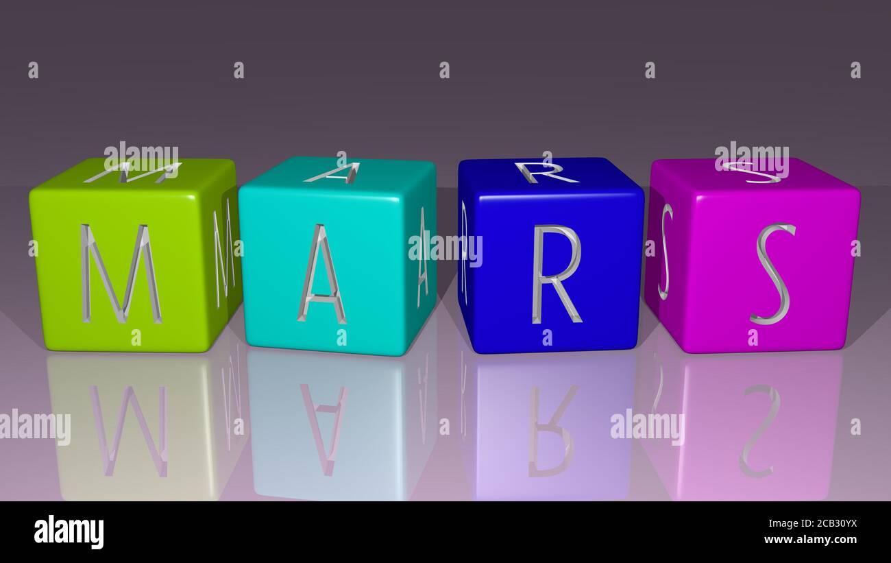 combination of Mars built by cubic letters from the top perspective ...