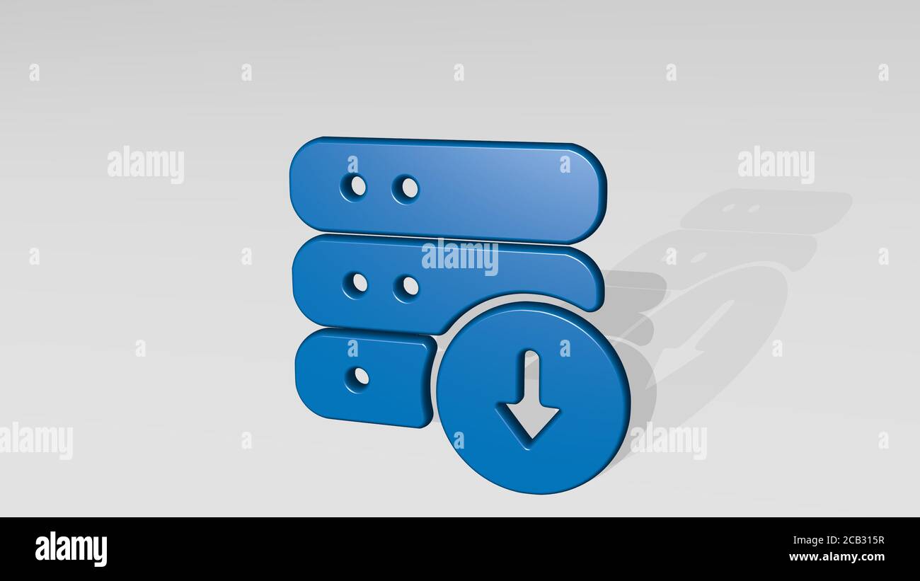 SERVER DOWNLOAD 3D icon casting shadow. 3D illustration. data and ...