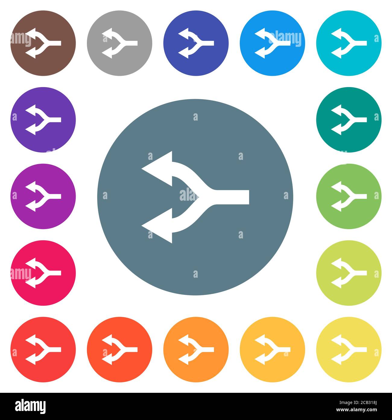 Split arrows left flat white icons on round color backgrounds. 17 ...