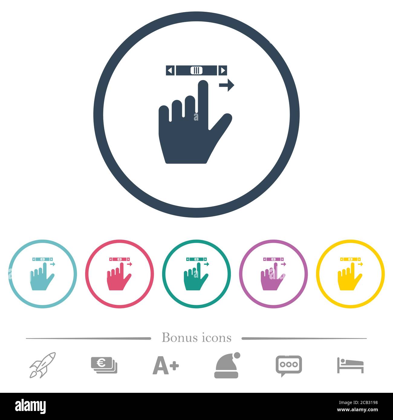 left handed scroll right gesture flat color icons in round outlines. 6 ...