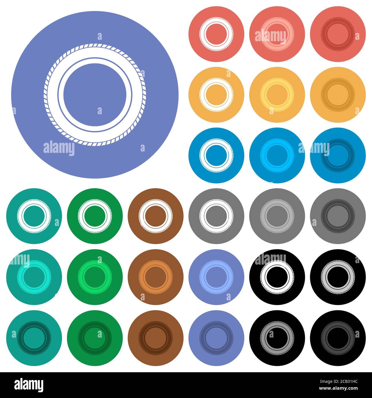 Car tire multi colored flat icons on round backgrounds. Included white ...