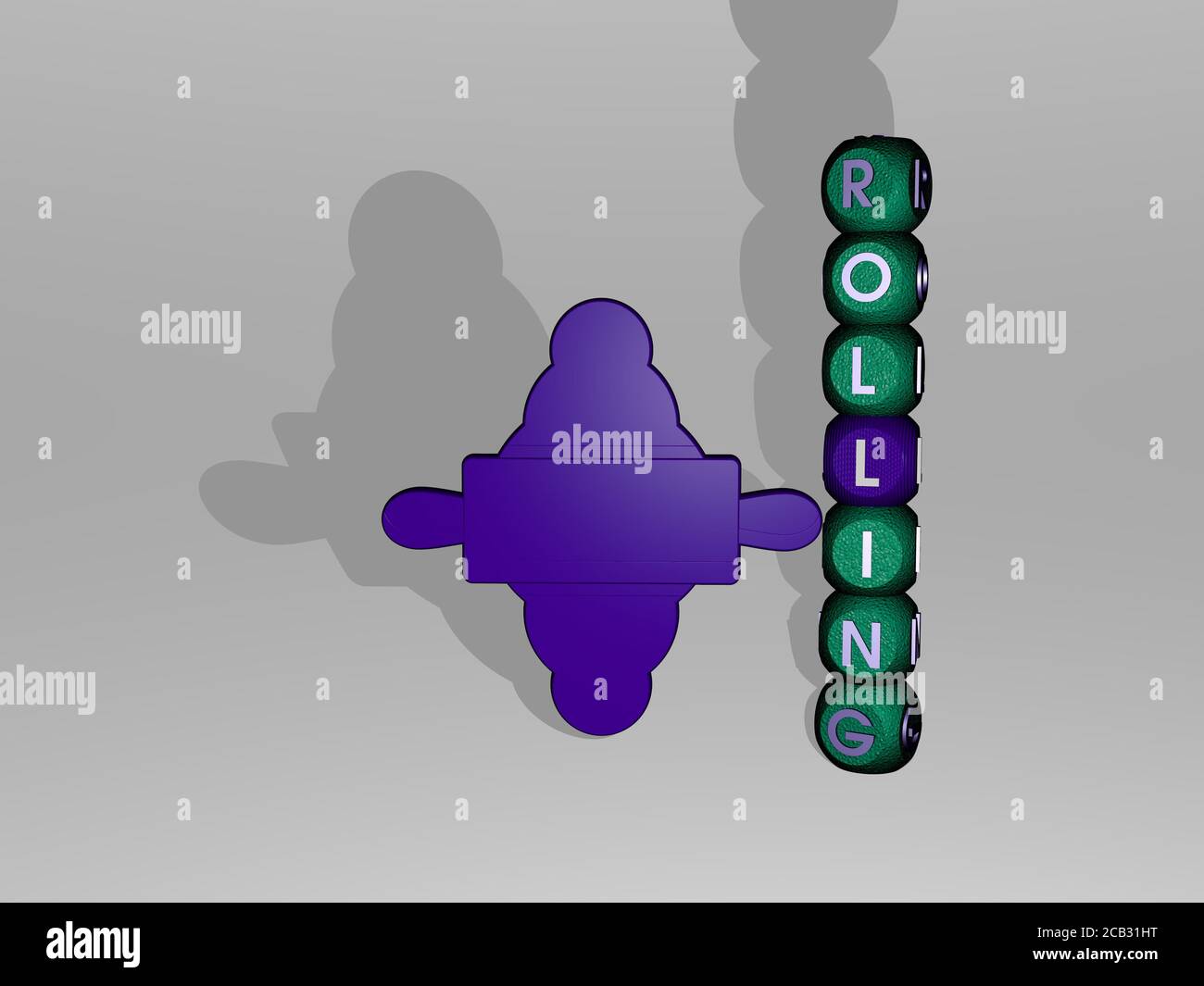 ROLLING text beside the 3D icon. 3D illustration. background and pin ...