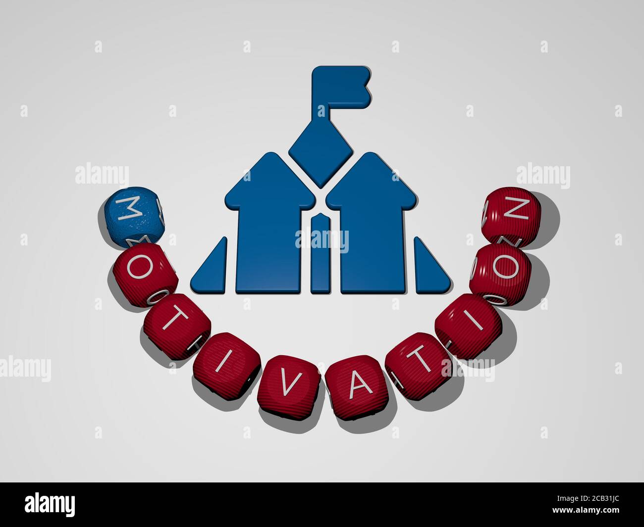 MOTIVATION text around the 3D icon. 3D illustration. background and ...
