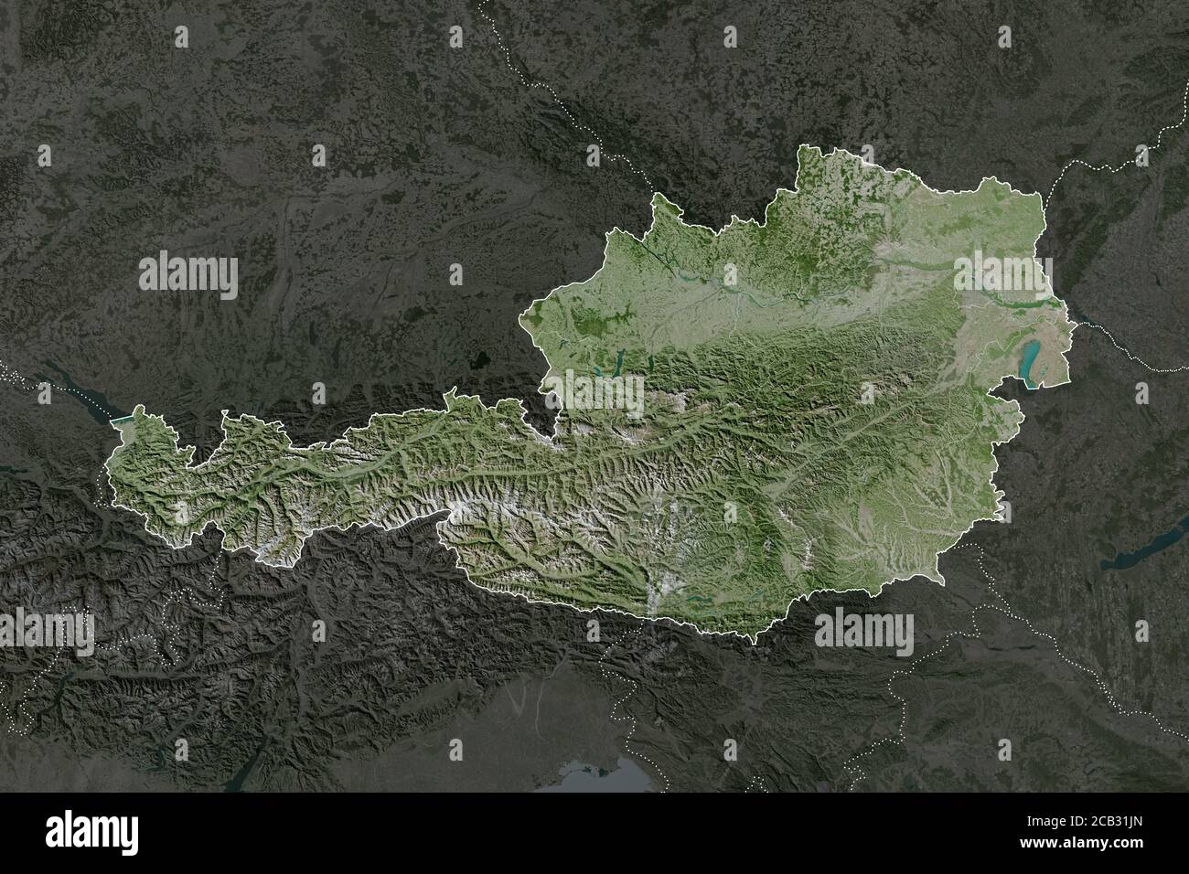 Shape of Austria separated by the desaturation of neighboring areas ...