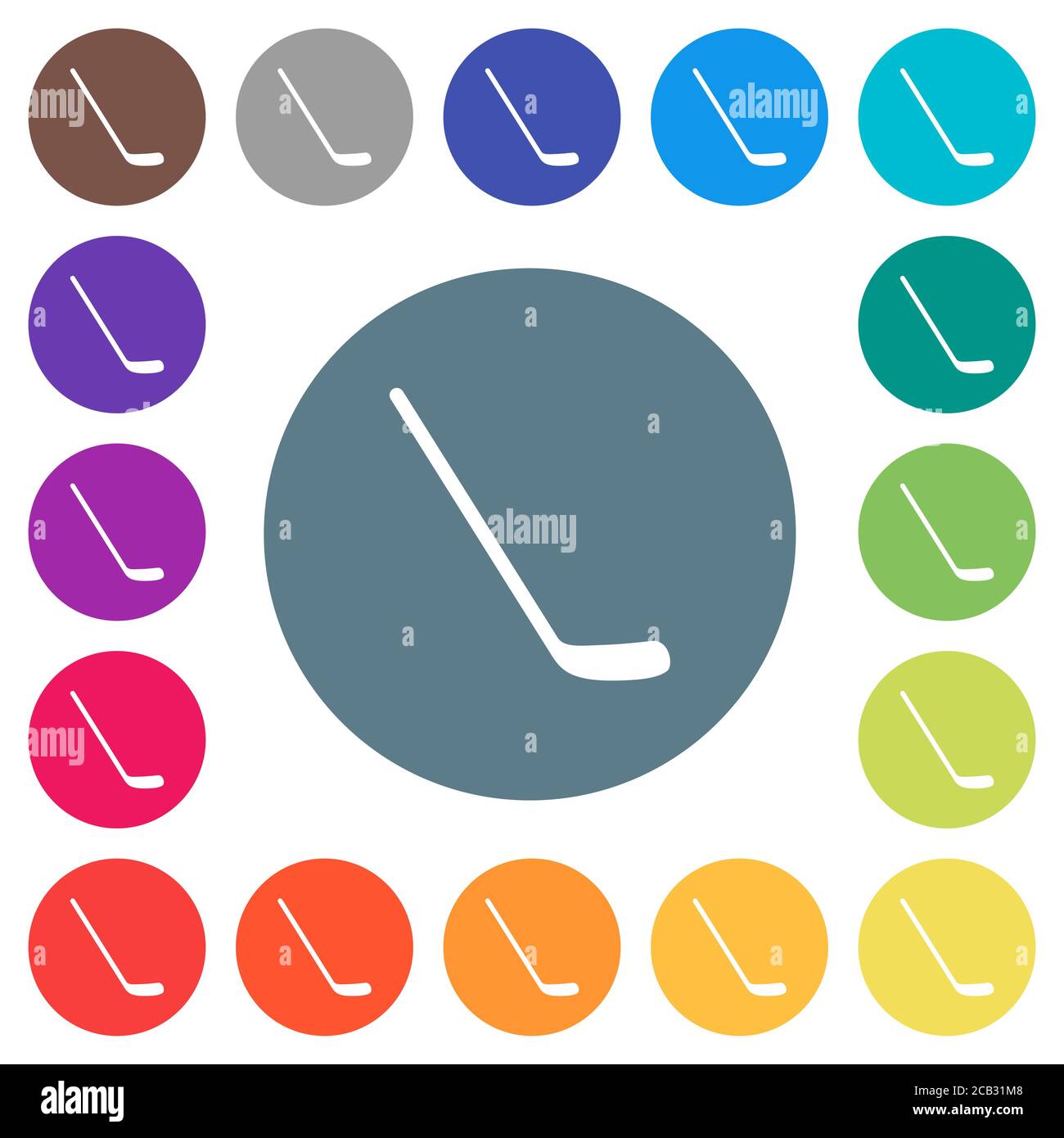 Ice hockey stick flat white icons on round color backgrounds. 17 ...