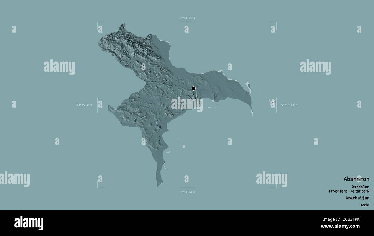 Area of Absheron, region of Azerbaijan, isolated on a solid background ...