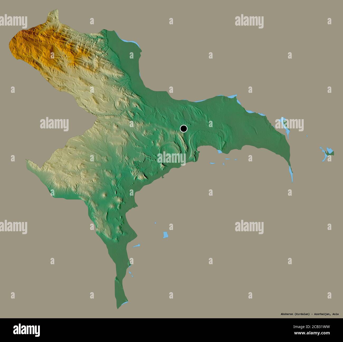 Shape of Absheron, region of Azerbaijan, with its capital isolated on a ...