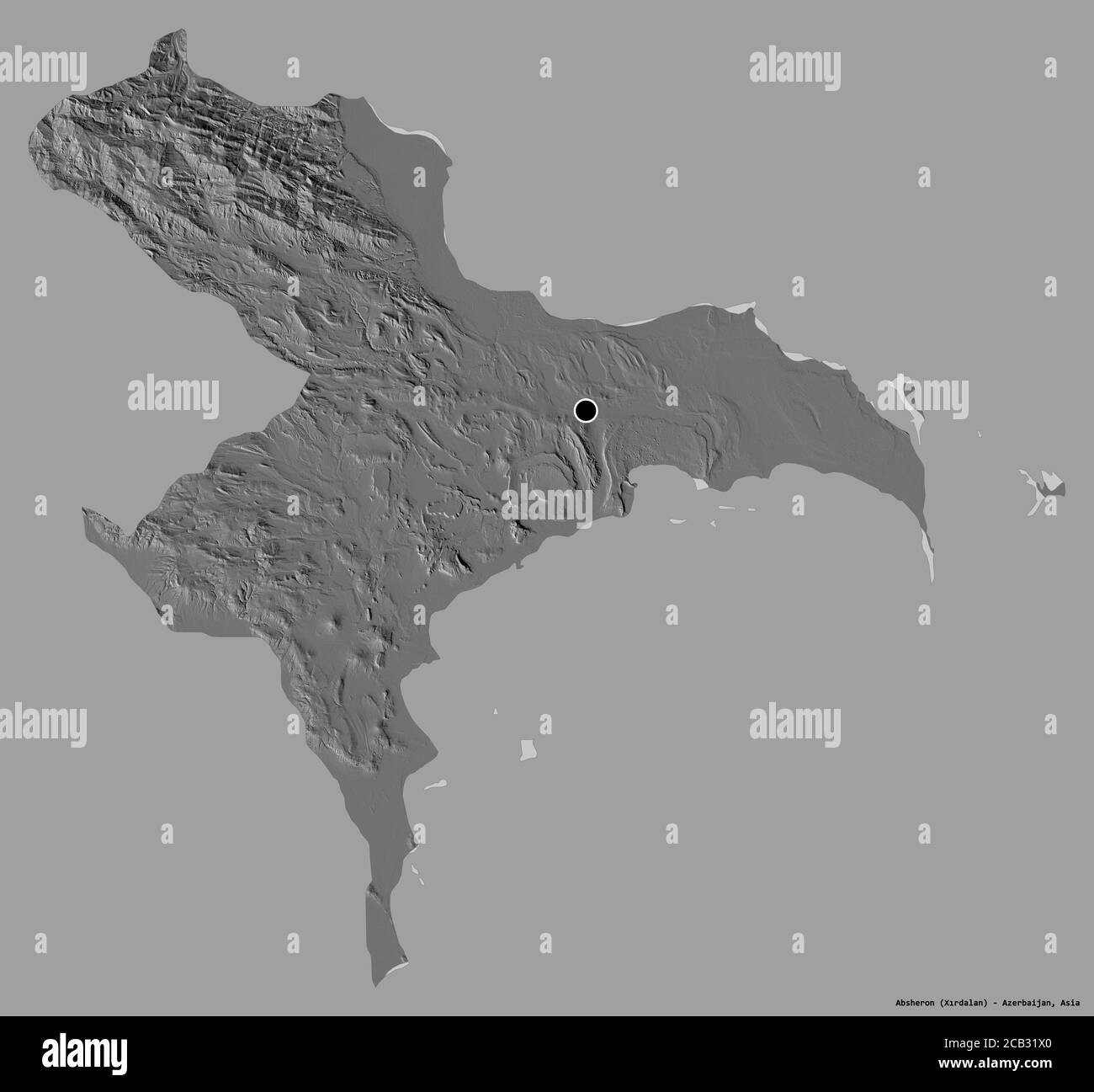 Shape of Absheron, region of Azerbaijan, with its capital isolated on a ...