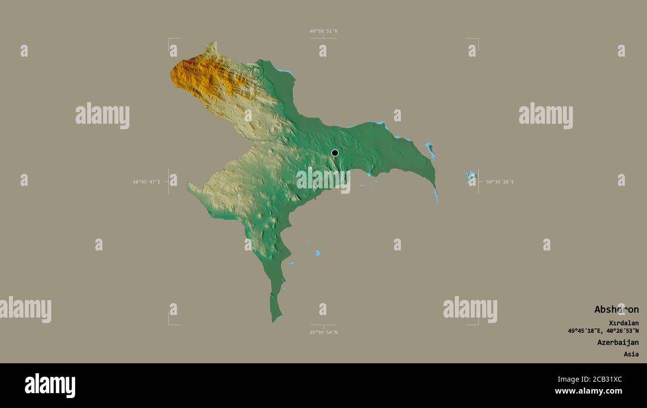 Area of Absheron, region of Azerbaijan, isolated on a solid background ...