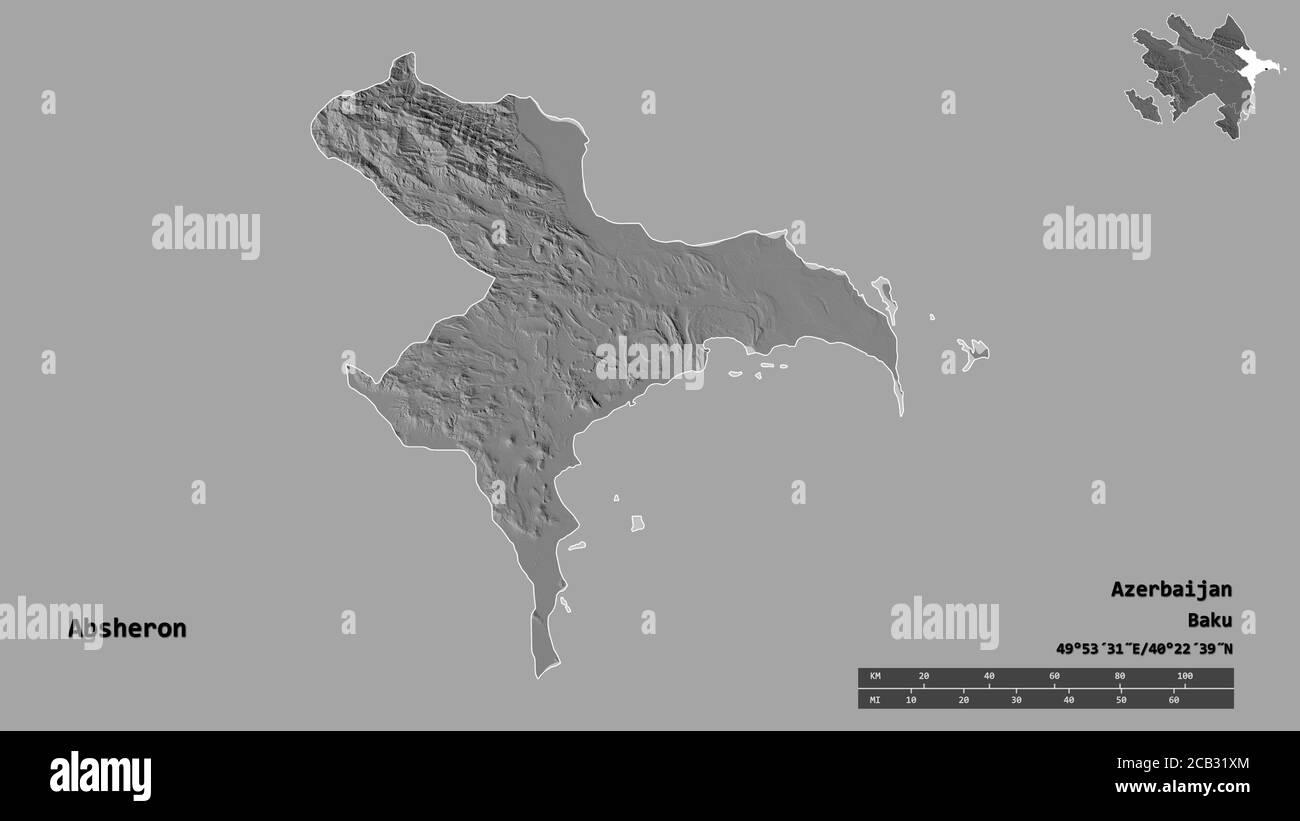 Shape of Absheron, region of Azerbaijan, with its capital isolated on ...
