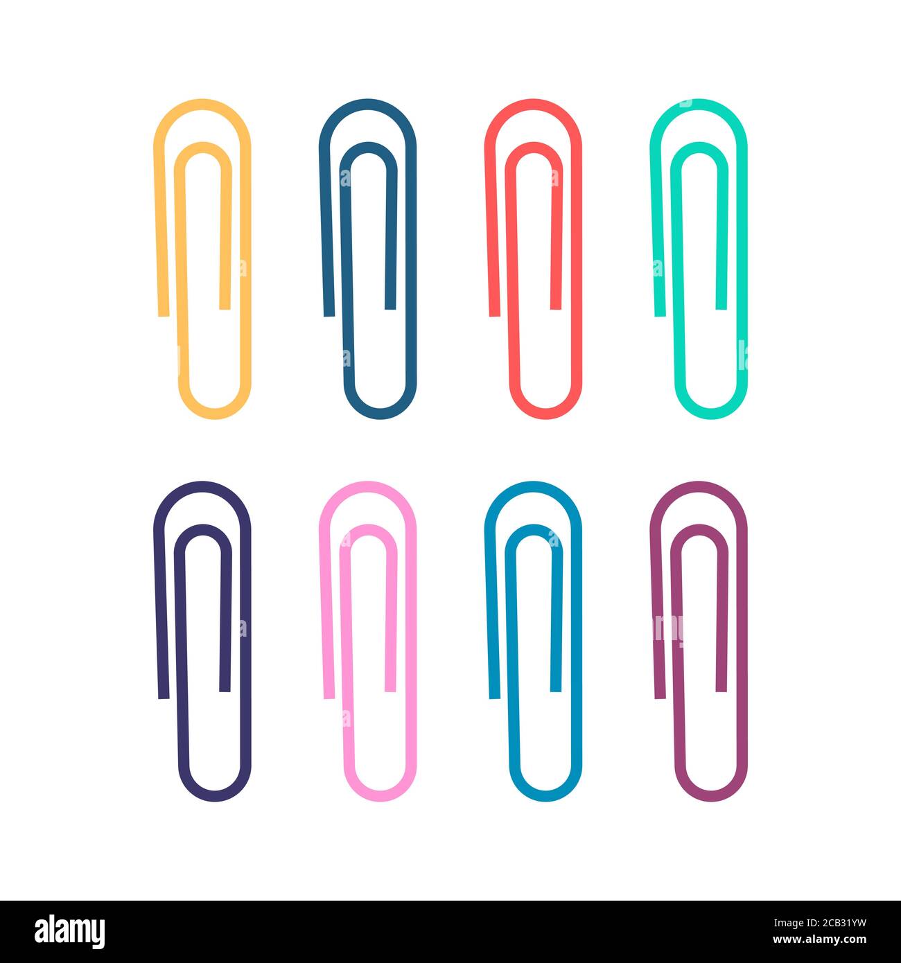 Paper clips on paper for trendy flat style for graphic design, web-site ...