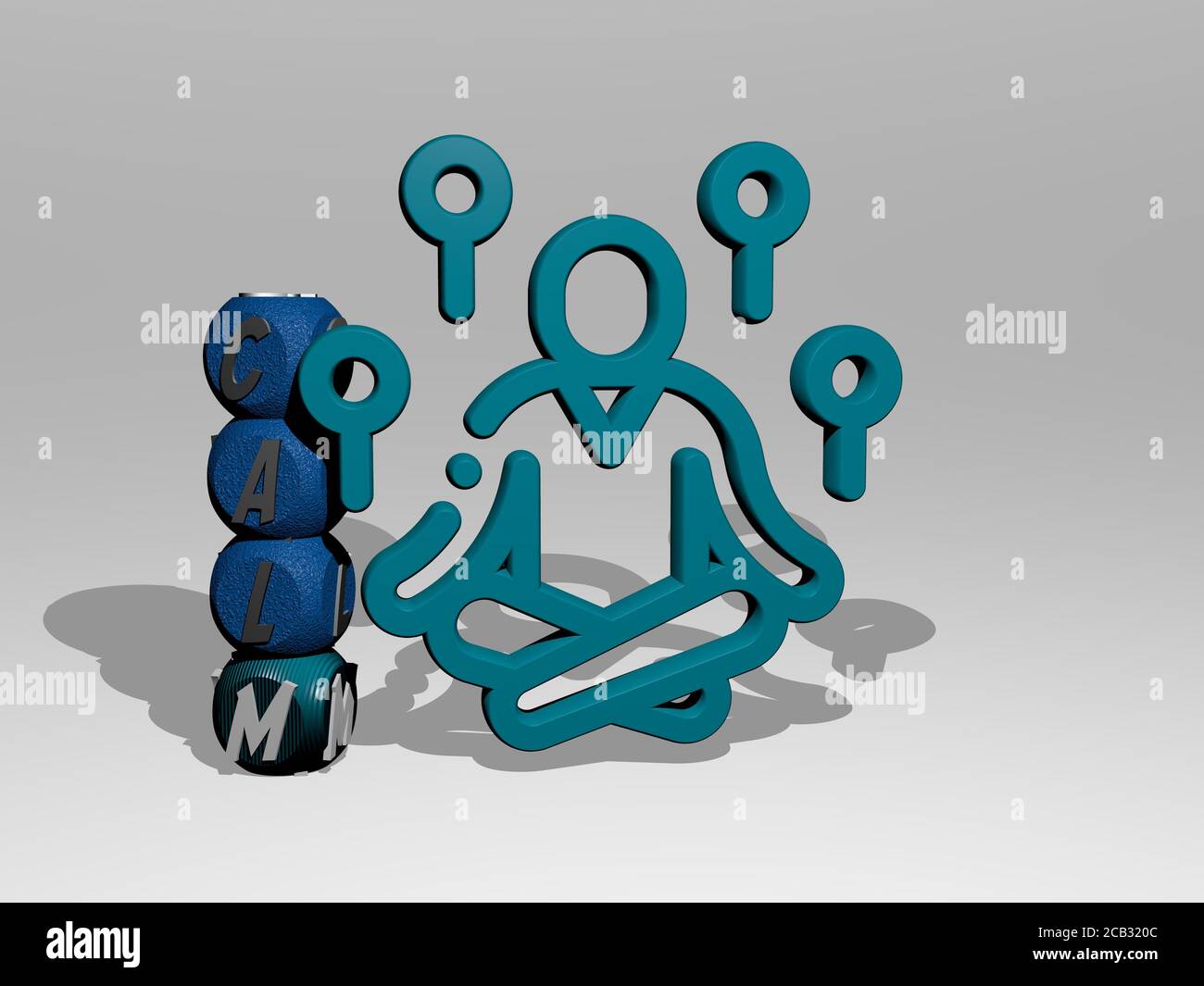 calm 3D icon and dice letter text. 3D illustration. beautiful and ...