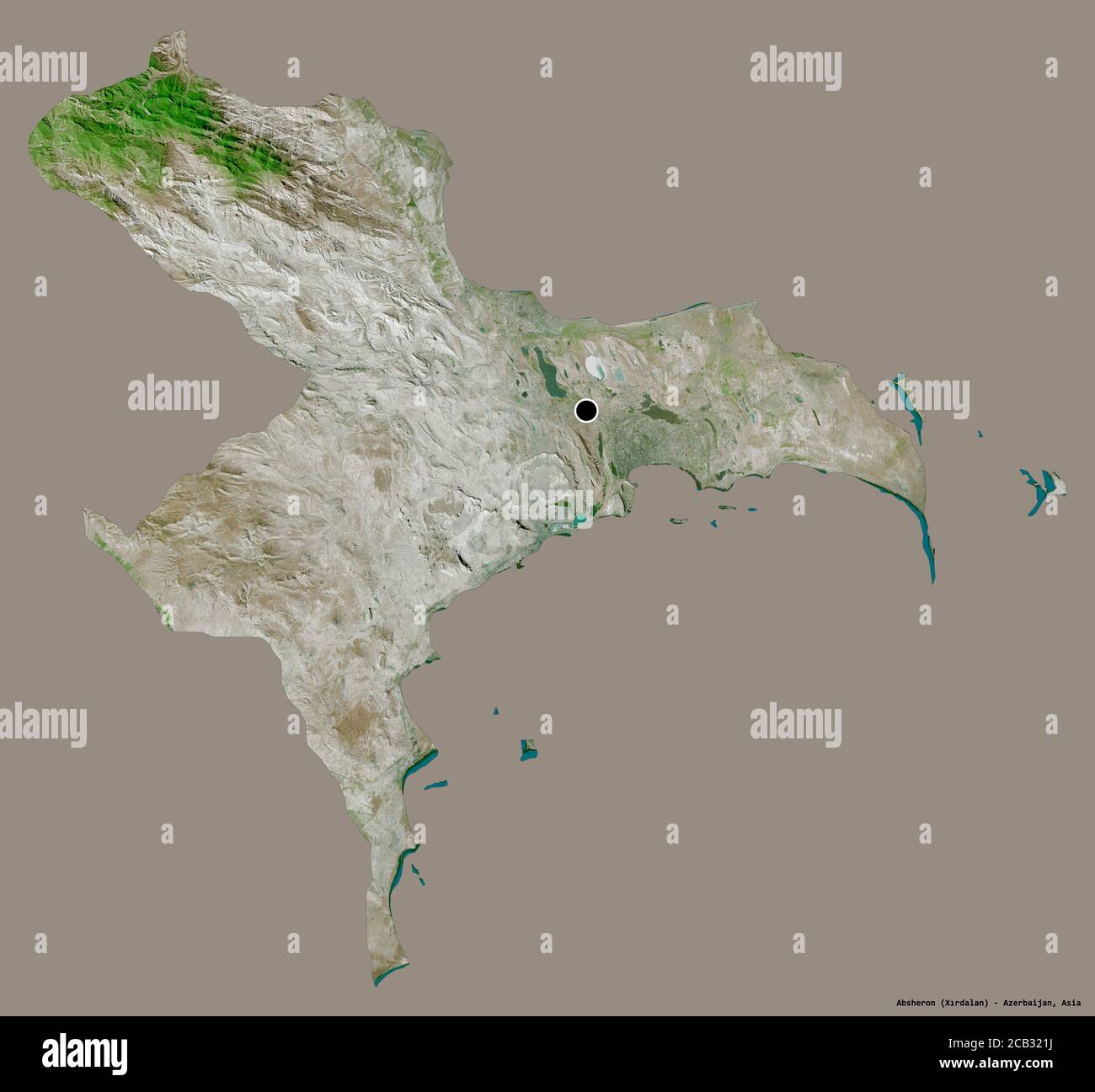 Shape of Absheron, region of Azerbaijan, with its capital isolated on a ...