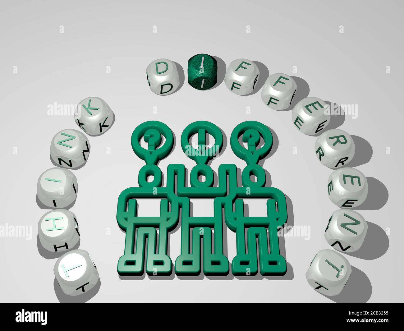 THINK DIFFERENT 3D icon surrounded by the text of cubic letters. 3D ...