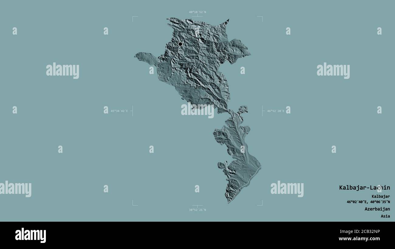 Area of Kalbajar-Lachin, region of Azerbaijan, isolated on a solid ...